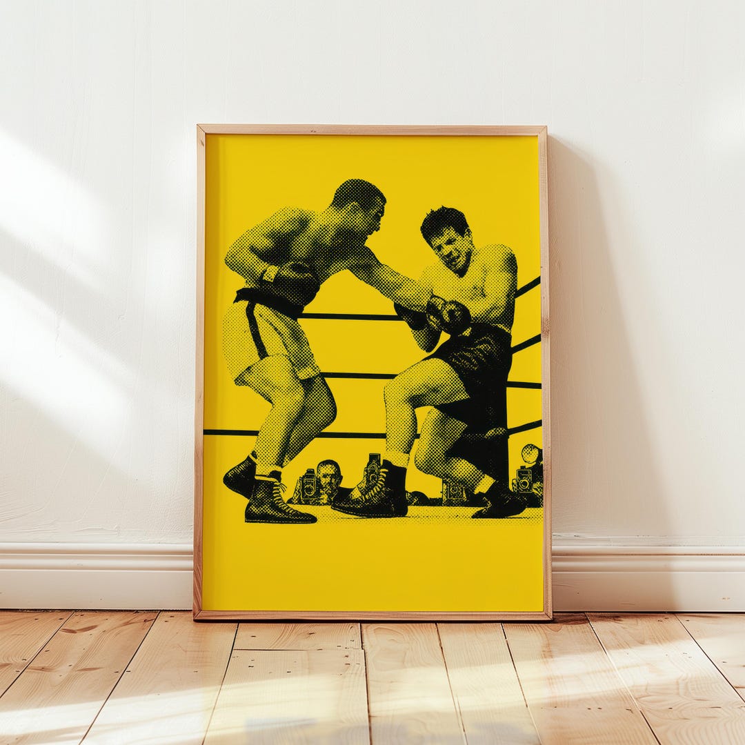 Rocky Marciano Boxing Poster – Vintage Fight Scene Wall Art – Bold ...