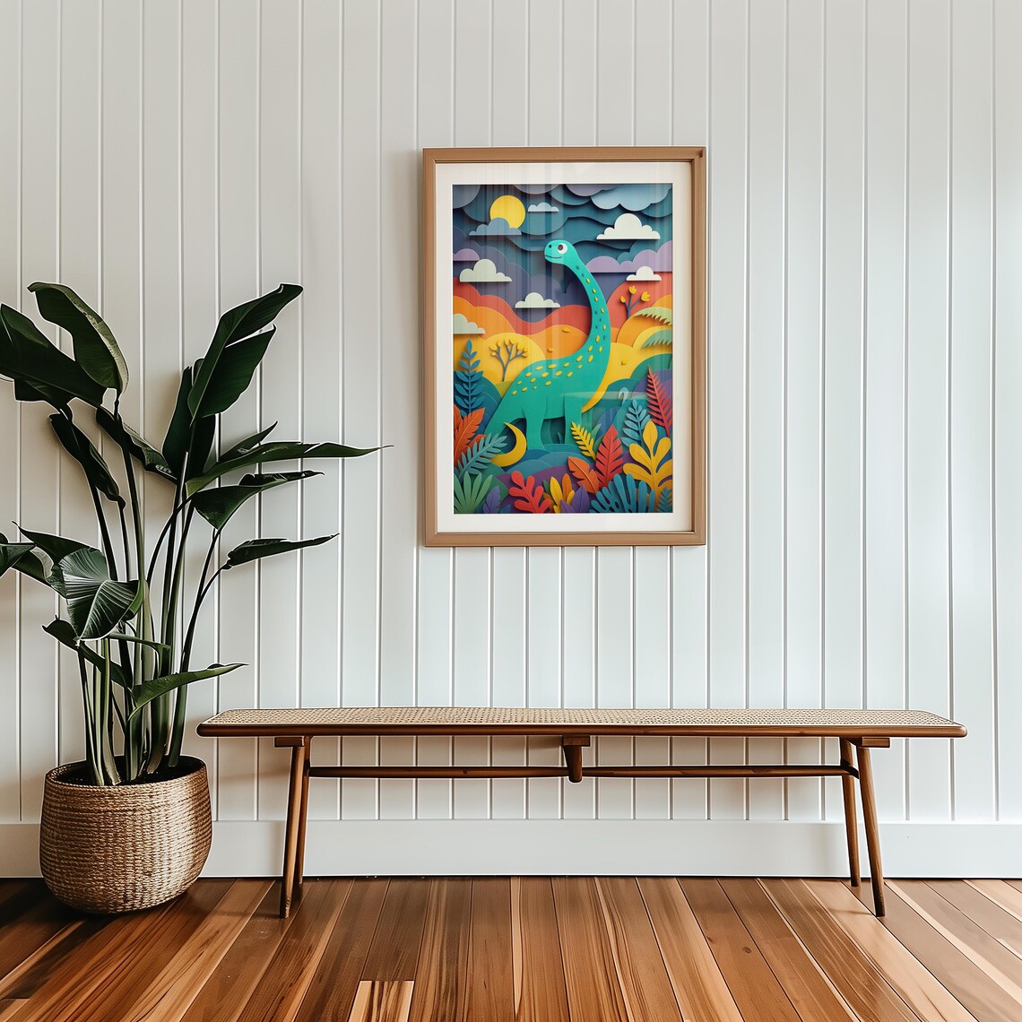 Brontosaurus Dinosaur Poster – Colourful Kids Room Wall Art – Bold ...