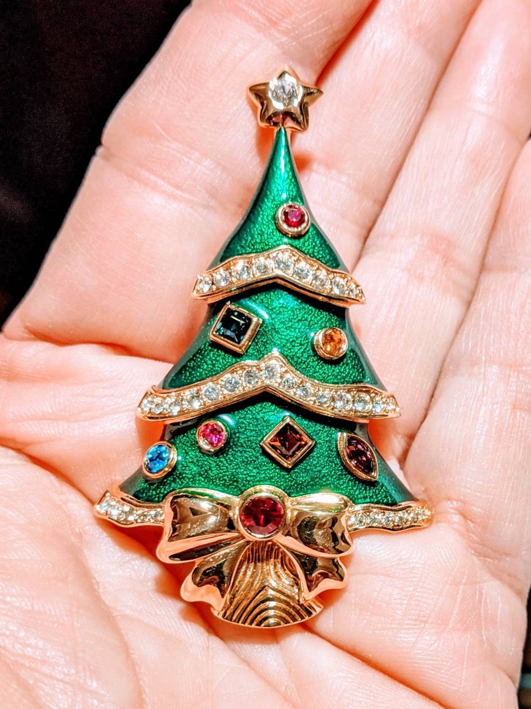Vintage Kenneth J. Lane Christmas Tree Brooch/pin for Franklin Mint (FM ...