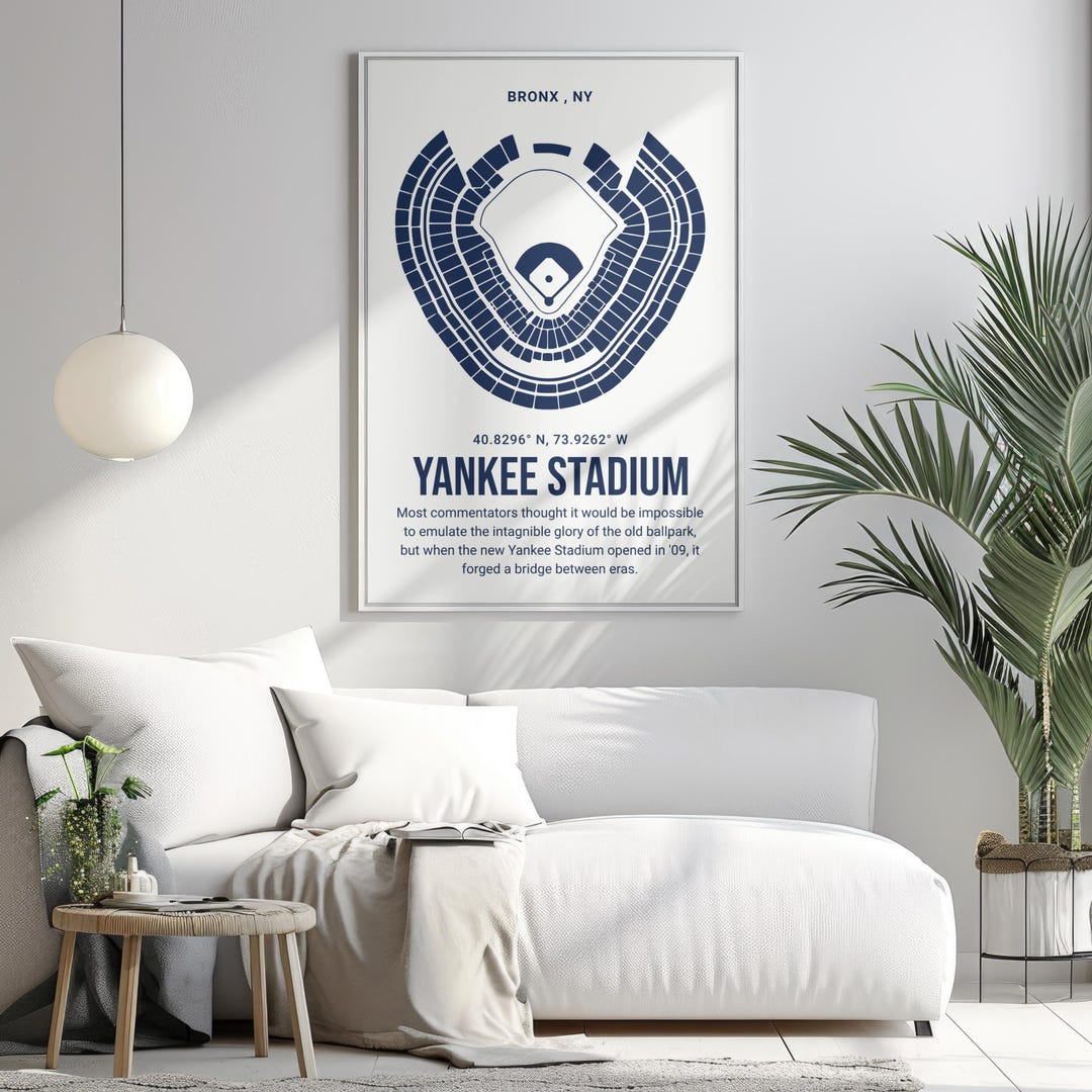 New York Yankees Poster, Yankee Stadium Blueprint, Baseball Gifts ...