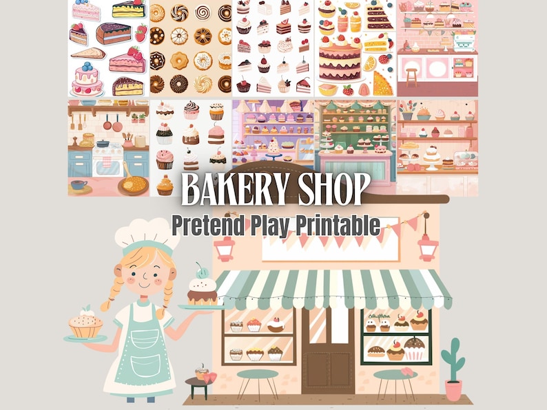 Food Shop Pretend Play Mega Bundle Printable for Kids | Cafe, Bakery ...