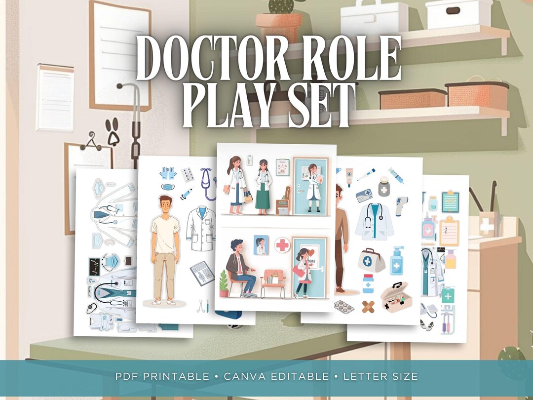 Doctor Pretend Play Printable for Kids, Medical Dramatic Play Set ...