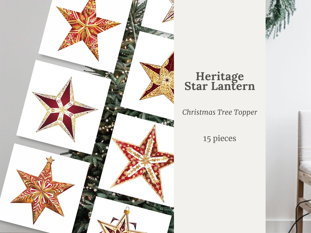 Christmas Tree Topper Heritage Star Lantern Ornament Set Holiday ...