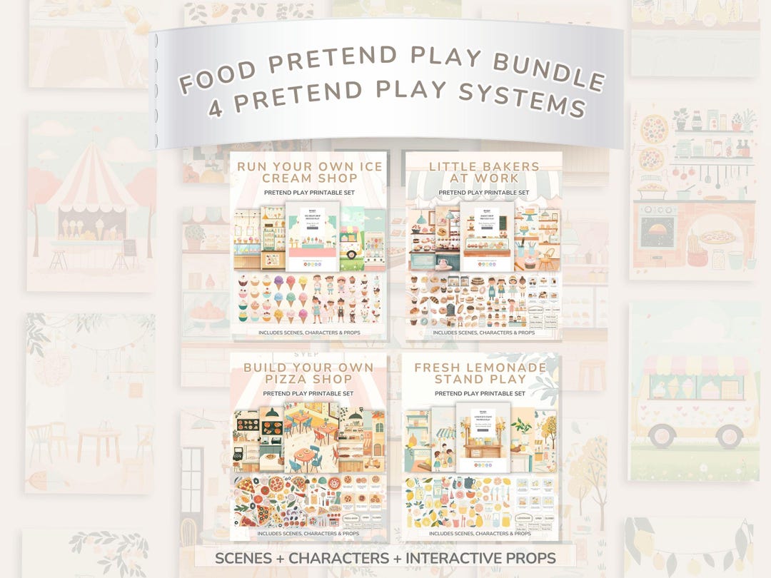Food Pretend Play Bundle Printable, Preschool Dramatic Play Center Set ...