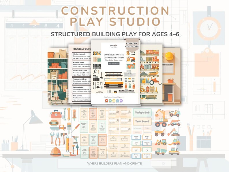 Construction Dramatic Play Printable | Construction Pretend Play Set ...