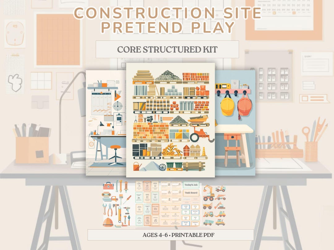 Construction Site Pretend Play Printable Kit Ages 4–6 | Structured ...