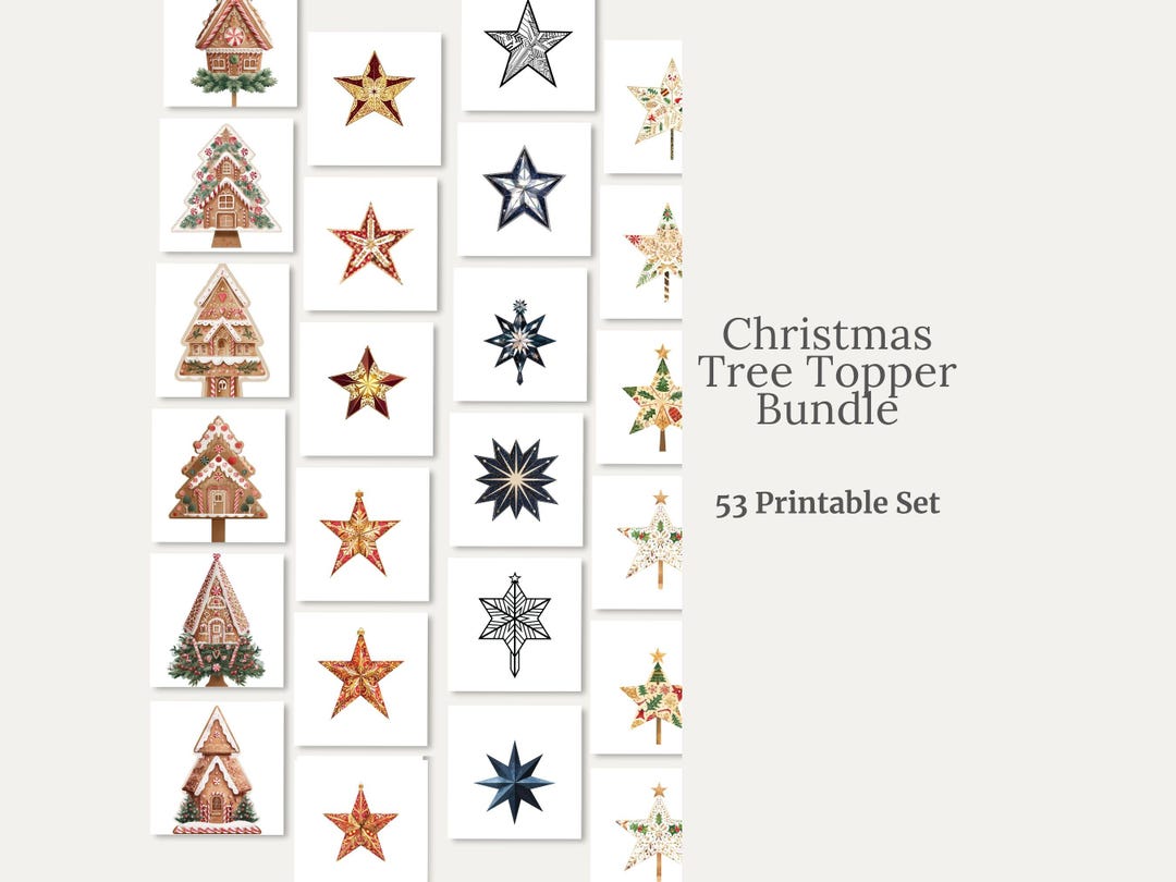 Christmas Tree Topper Bundle Printable Midnight Nordic Geometry Star ...