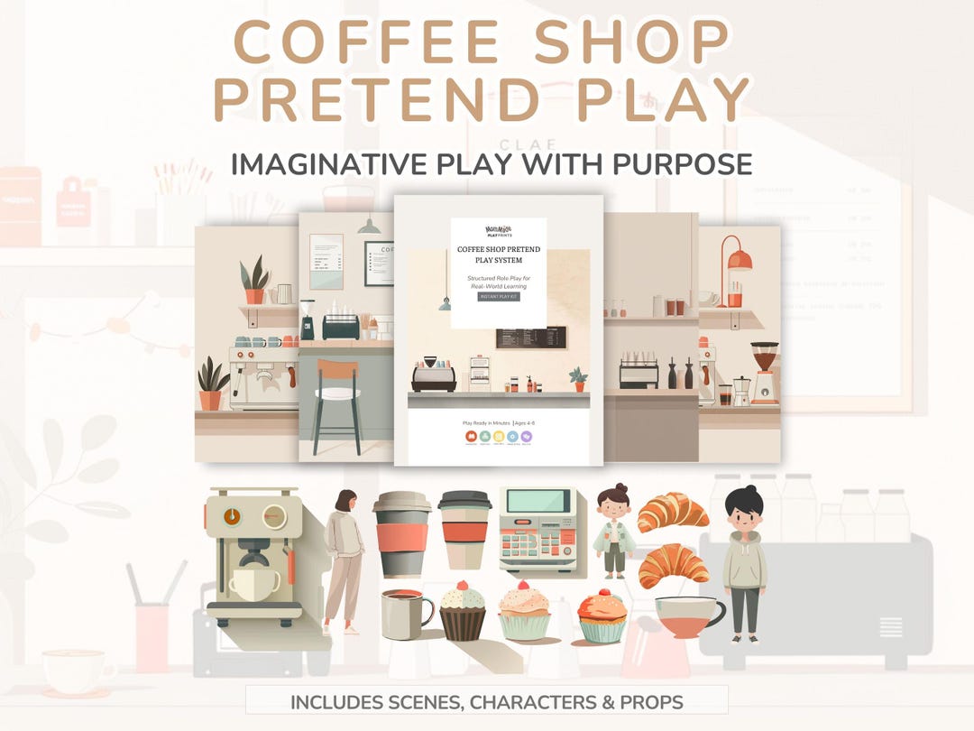 Coffee Shop Dramatic Play Printables for Kids | Pretend Play Binder ...