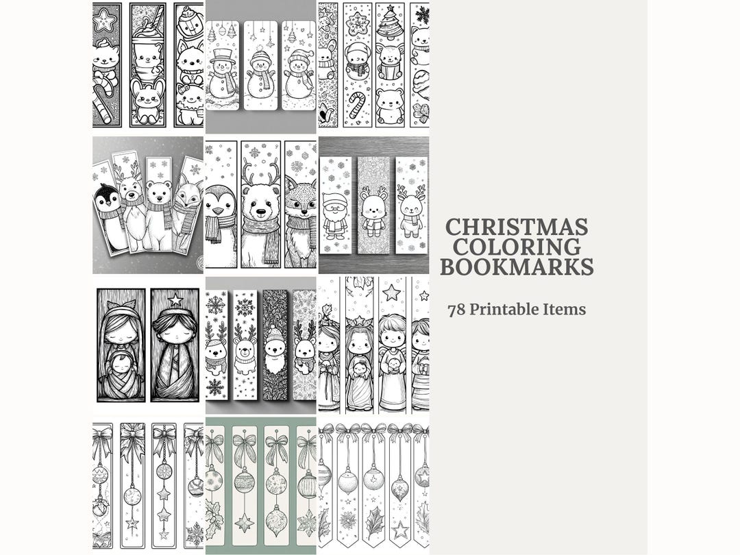 Christmas Coloring Bookmarks Printable DIY Holiday Gift for Kids Fun ...
