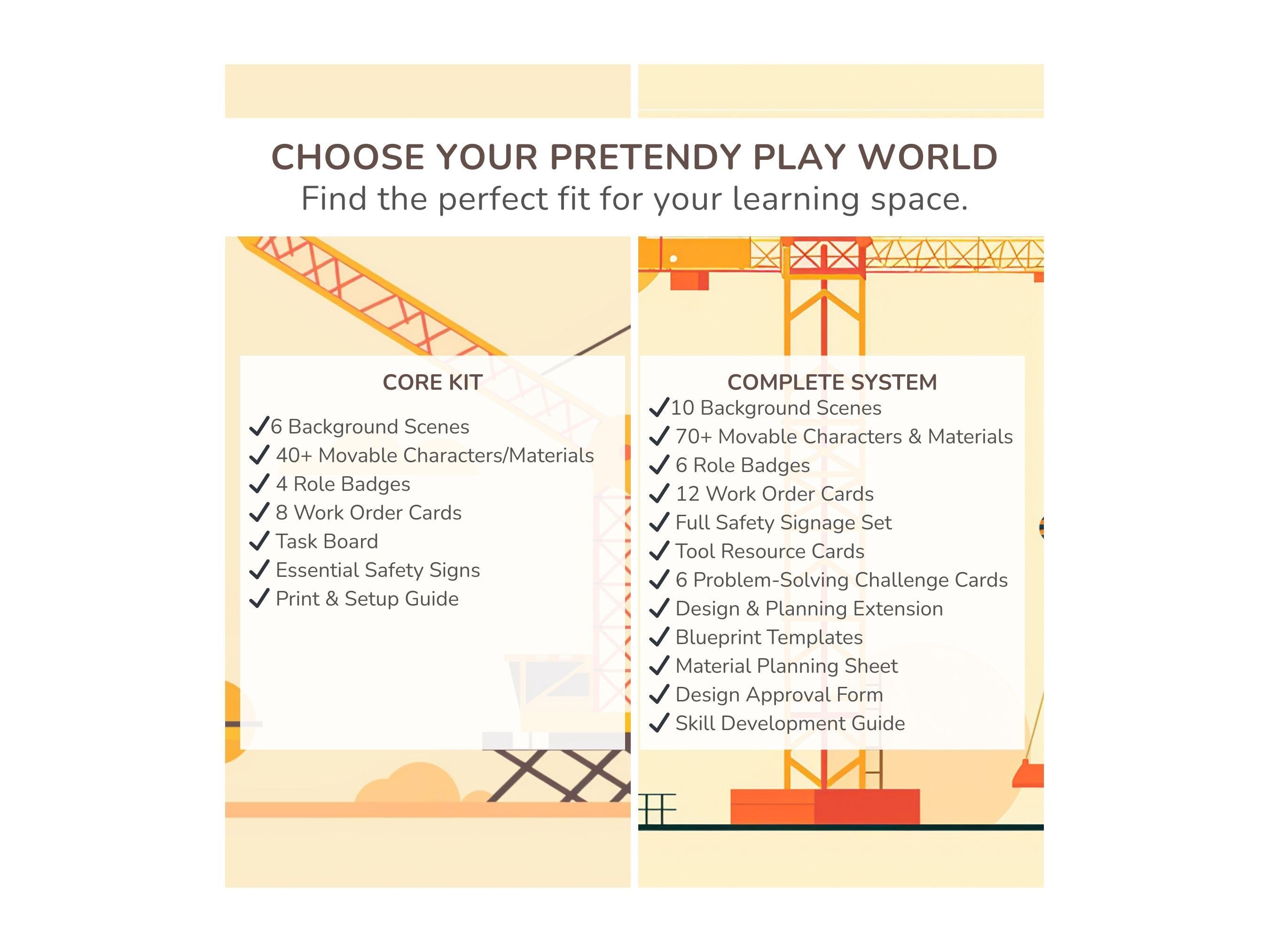 Construction Dramatic Play Printable | Construction Pretend Play Set ...