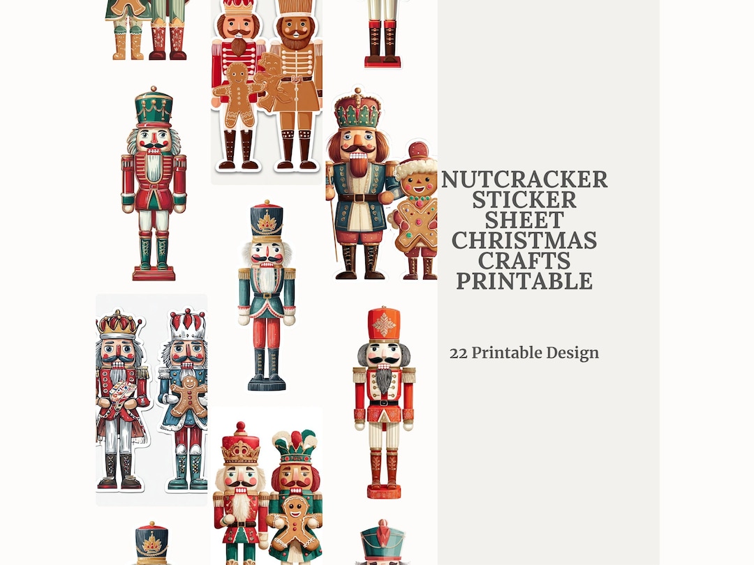 Nutcracker Sticker Sheet, DIY Christmas Craft Stickers (A4 Printable ...
