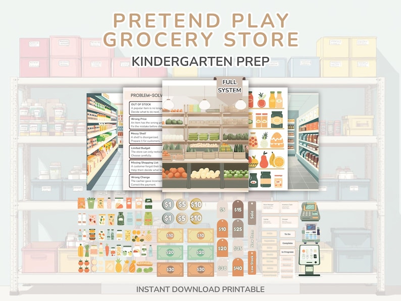 Grocery Store Dramatic Play Printable | Pretend Play Supermarket Set ...