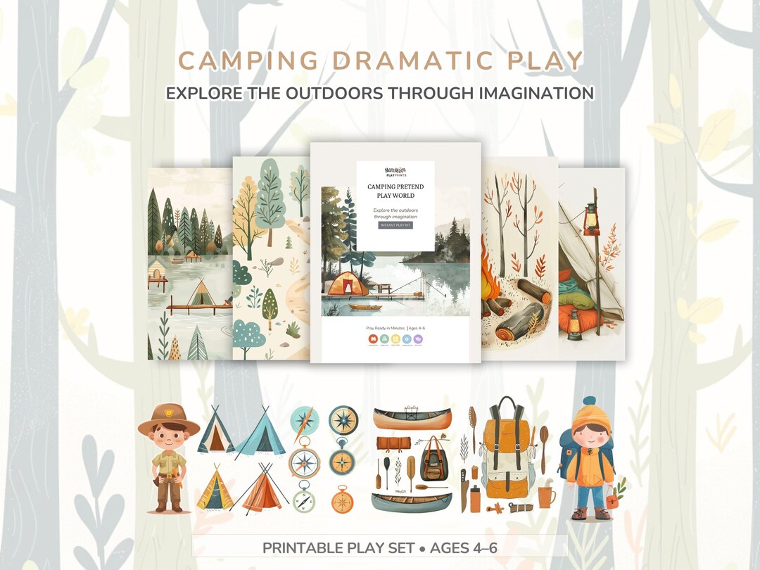 Camping Pretend Play Printable for Kids – Outdoor Dramatic Play Set for ...