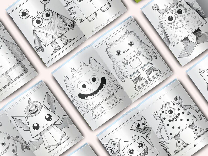 Monster Origami Puppet Printable Craft Kit Color Cut Fold Play Kids ...