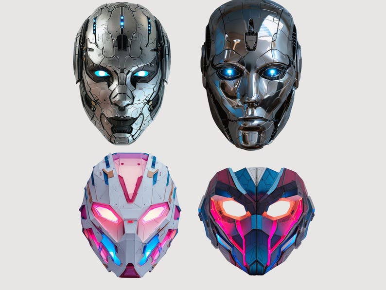 Cyberpunk Mask: AI Commander Printable, DIY Costume (PDF) - Etsy
