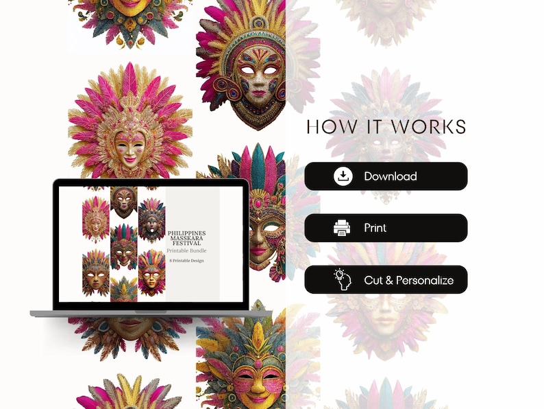 Philippines Maskara Festival Mask Printable Colorful Filipino Art 300 ...