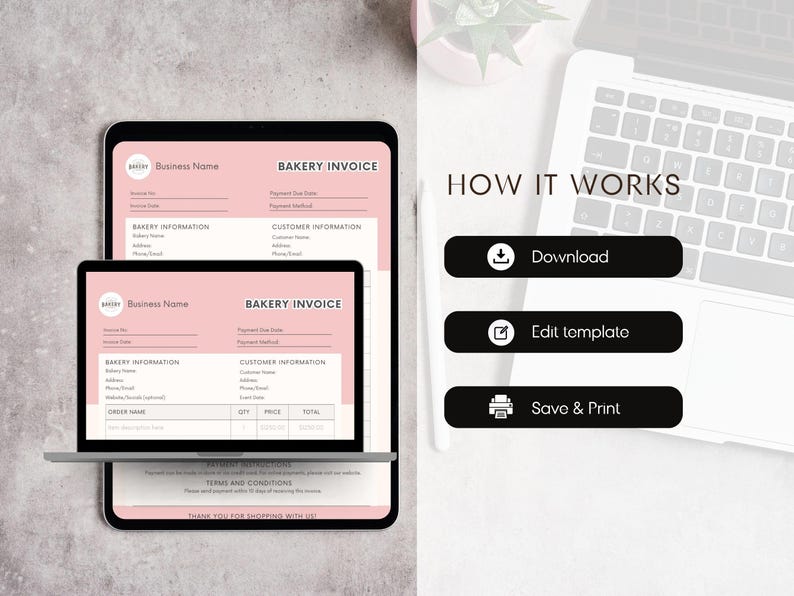 Editable Bakery Invoice Template | Canva Invoice for Cake Shops, Home ...