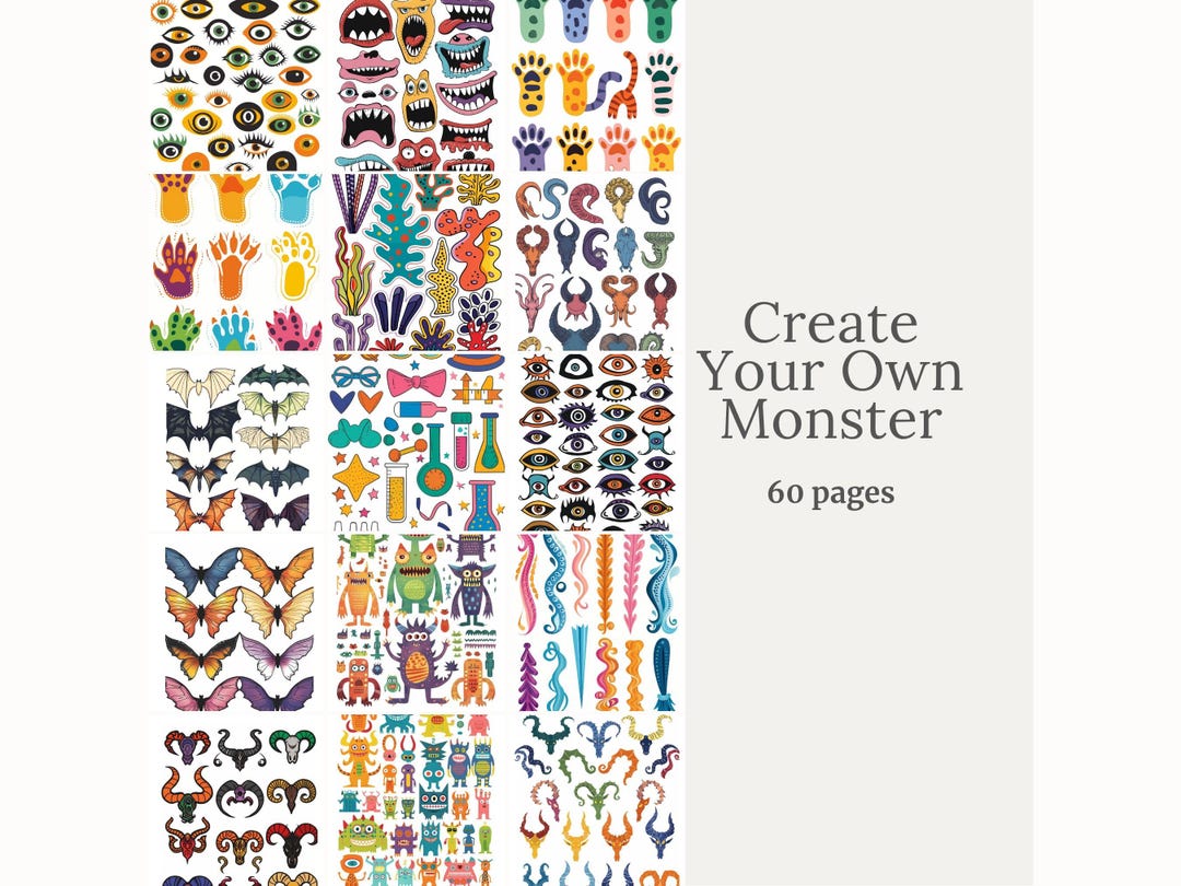 Create Your Own Monster Printable Kit 60 Pages Monster Craft Activity ...