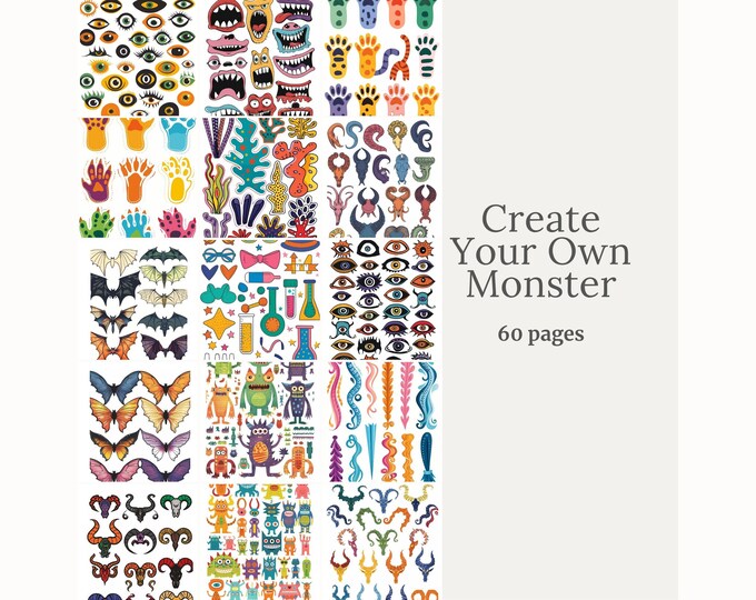 Halloween Monster Craft Kit: Printable Cut and Color Activity (PDF ...