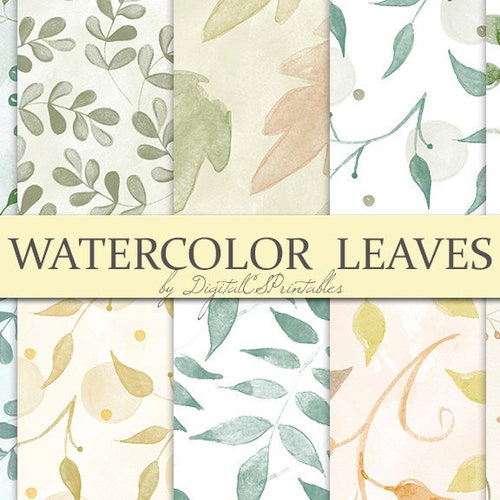 Watercolor Leaves Digital Paper Fall Autumn Pattern Paper - Etsy