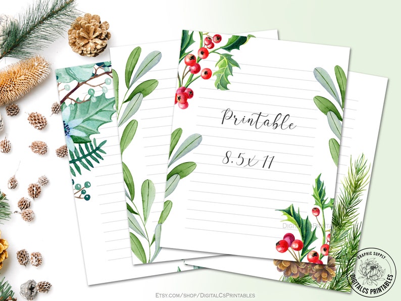 Printable Christmas Stationery Paper Christmas Writing Paper Digital ...