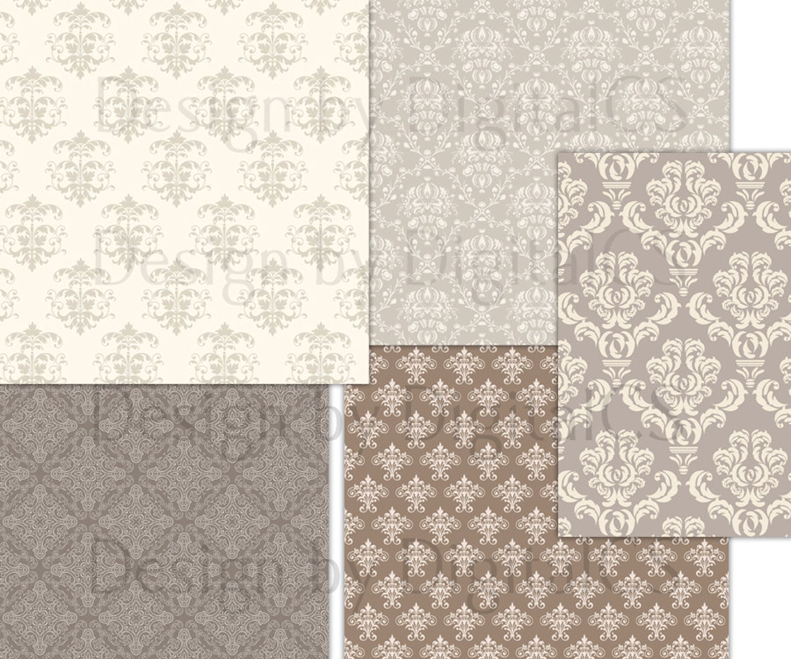 Damask Digital Paper Wedding Digital Scrapbook Paper Antique Digital ...