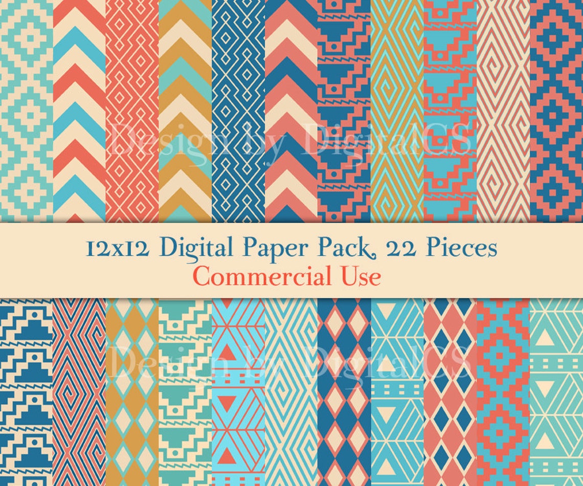 Tribal Digital Paper, Digital Paper Tribal, Digital Paper Geometric ...
