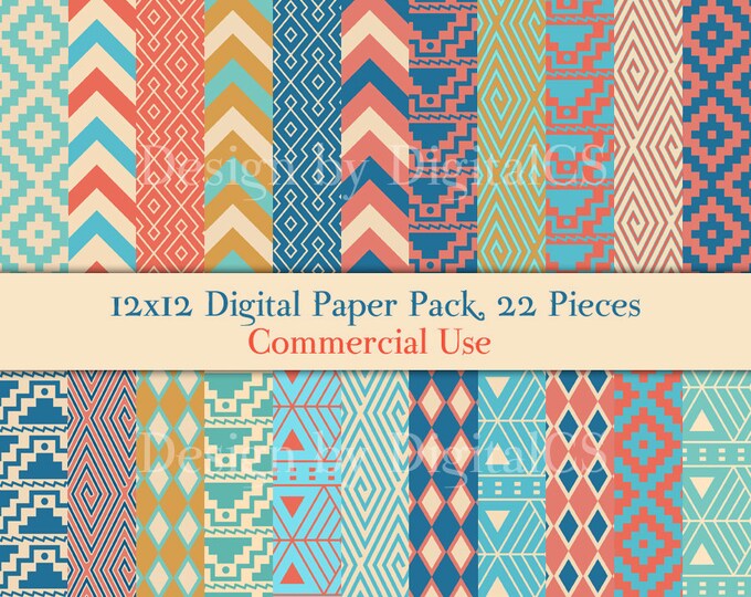Tribal Digital Paper, Digital Paper Tribal, Digital Paper Geometric ...