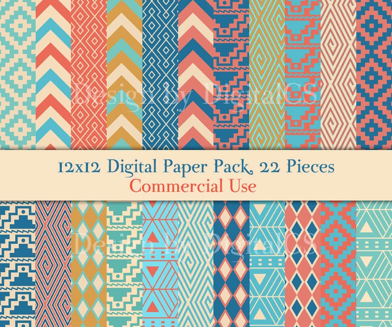 Tribal Digital Paper, Digital Paper Tribal, Digital Paper Geometric ...