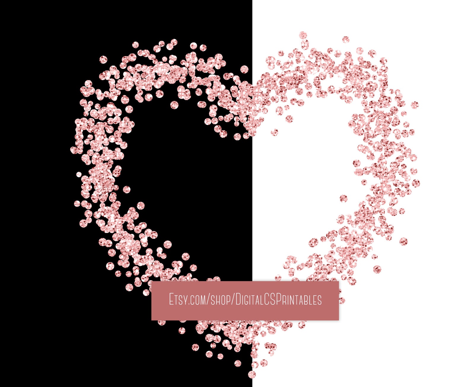 Rose Gold Glitter Frames Clipart Borders Pink Glitter Confetti - Etsy