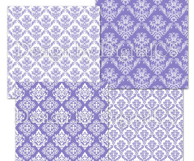 Purple Damask Digital Paper Scrapbook Paper Purple Printable - Etsy