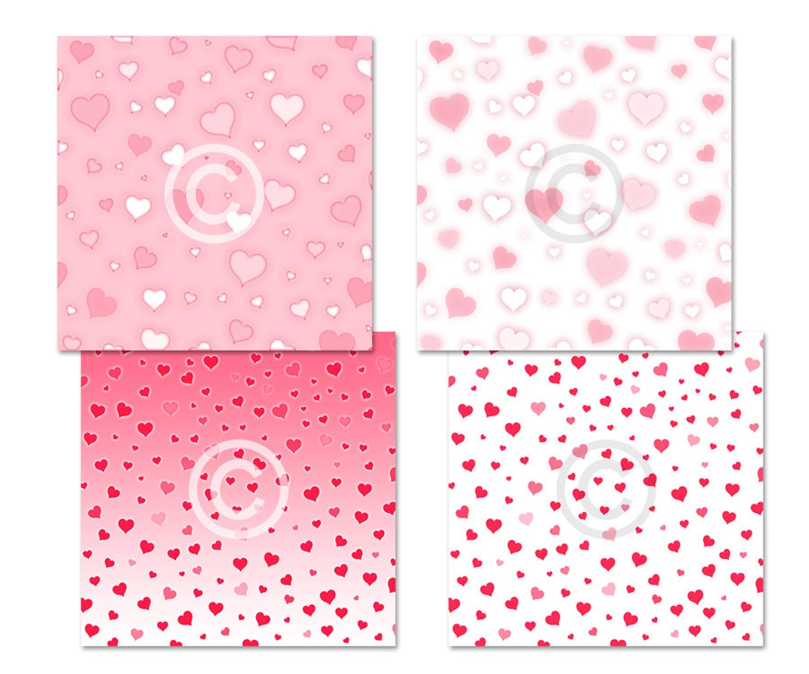 Heart Digital Paper Valentine Digital Paper Love Digital Paper - Etsy