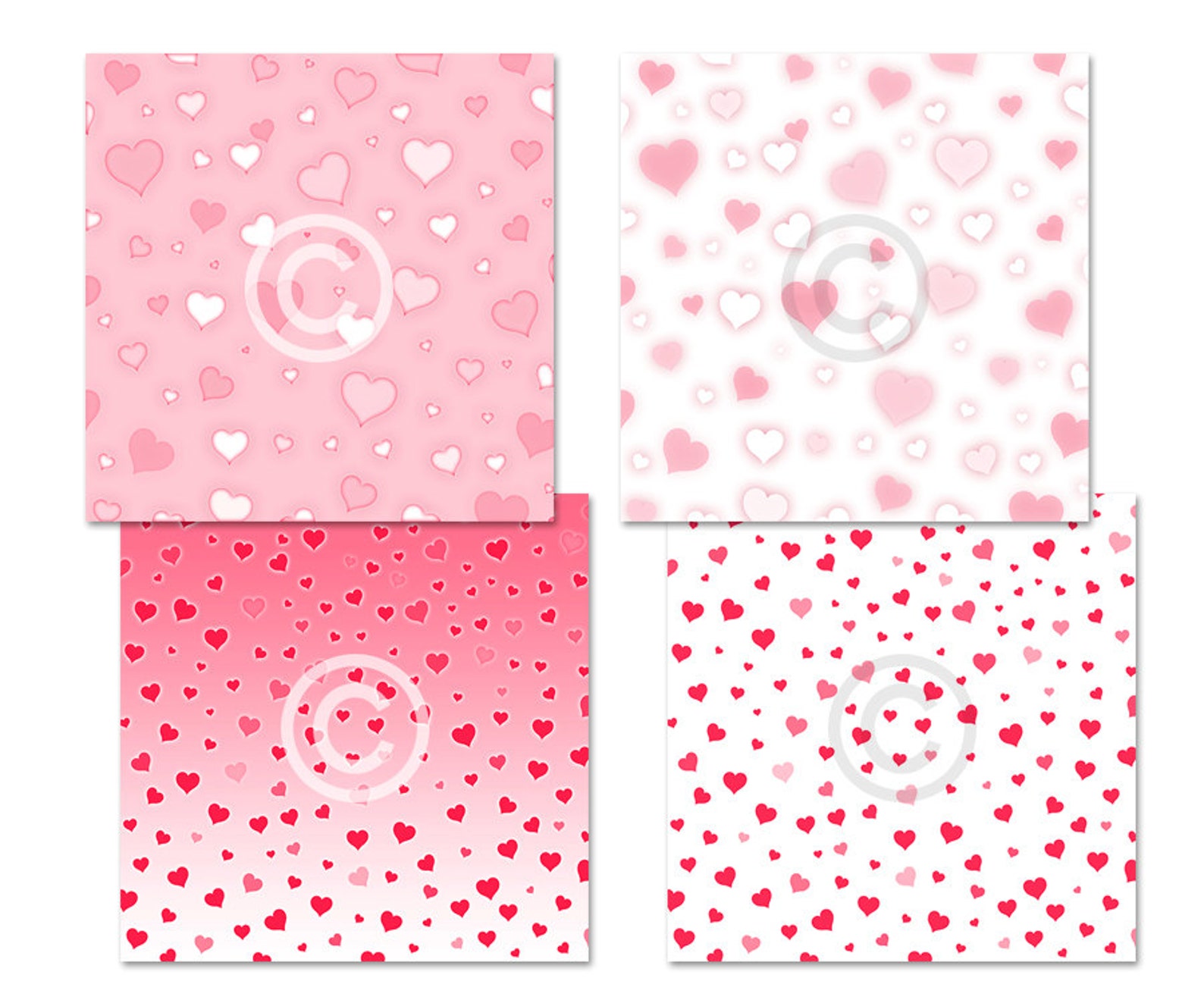 Heart Digital Paper Valentine Digital Paper Love Digital Paper - Etsy