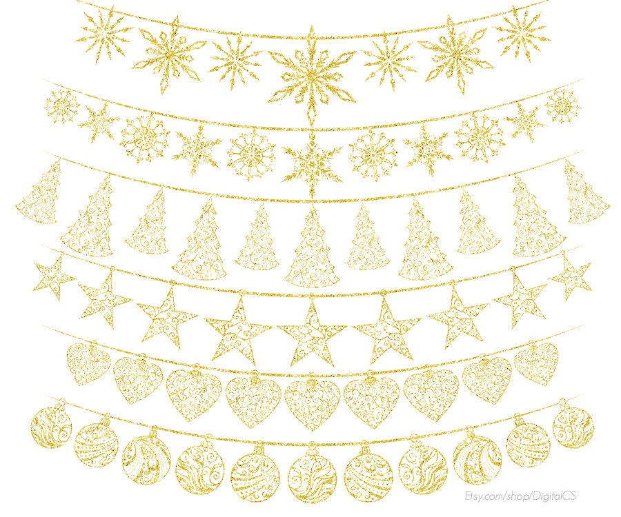 Gold Christmas Bunting Clipart Christmas Clipart Gold Holiday - Etsy