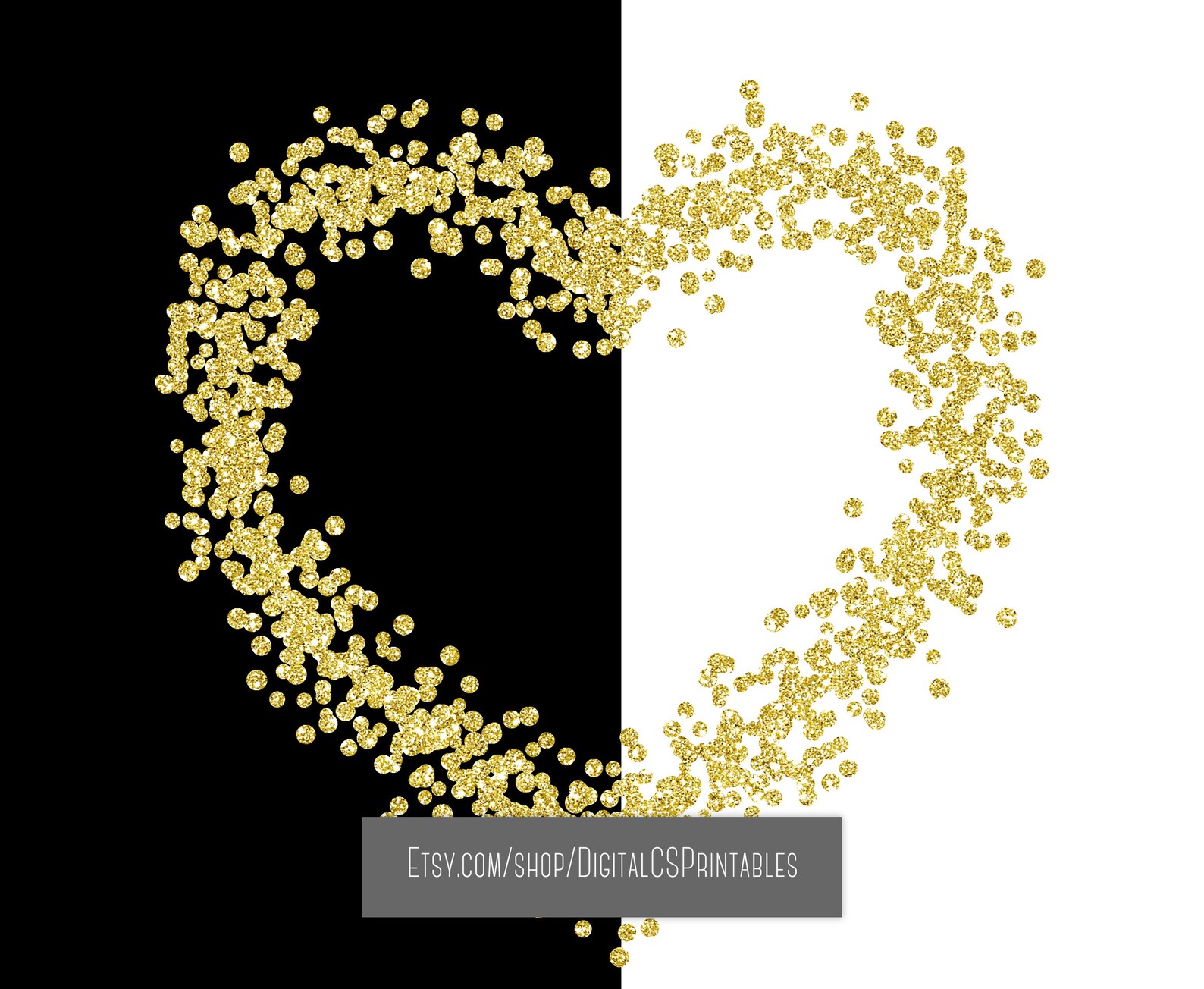 Gold Glitter Frames Clipart Borders Gold Glitter Confetti PNG - Etsy