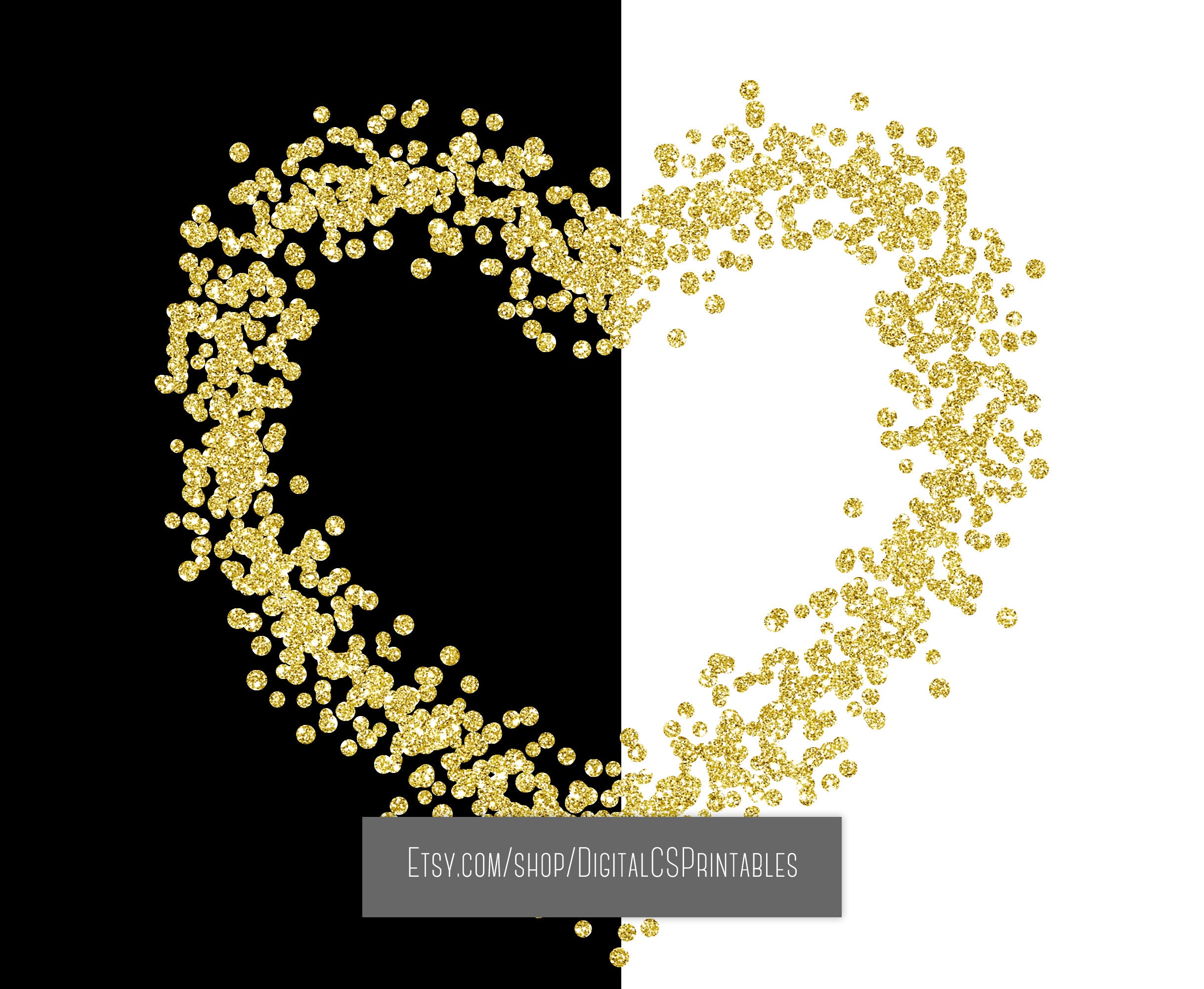 Gold Glitter Frames Clipart Borders Gold Glitter Confetti PNG - Etsy