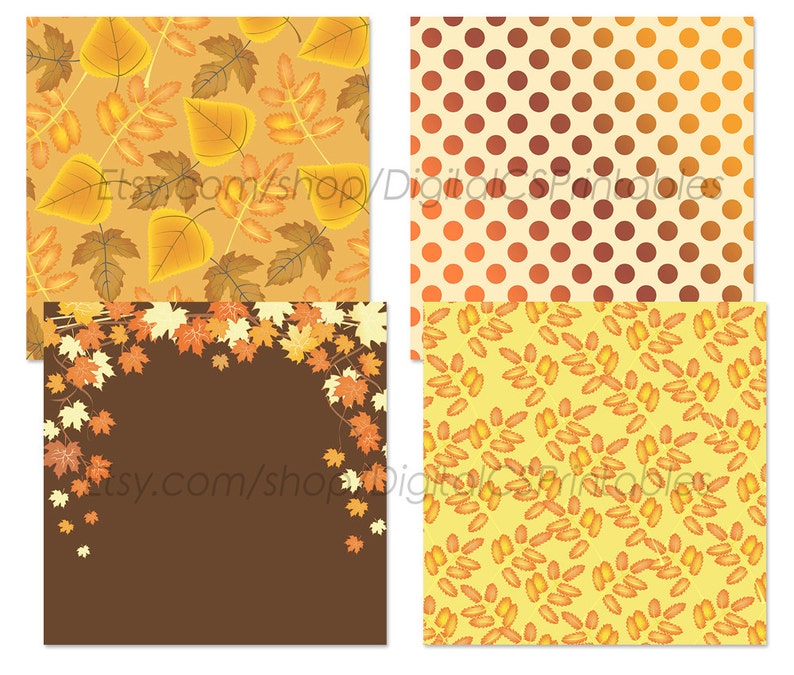Fall Digital Paper Fall Printable Paper Commercial Use Autumn Leaves ...