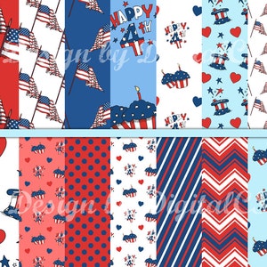 Patriotic Digital Paper 4th of July Digital Paper Independence Day ...