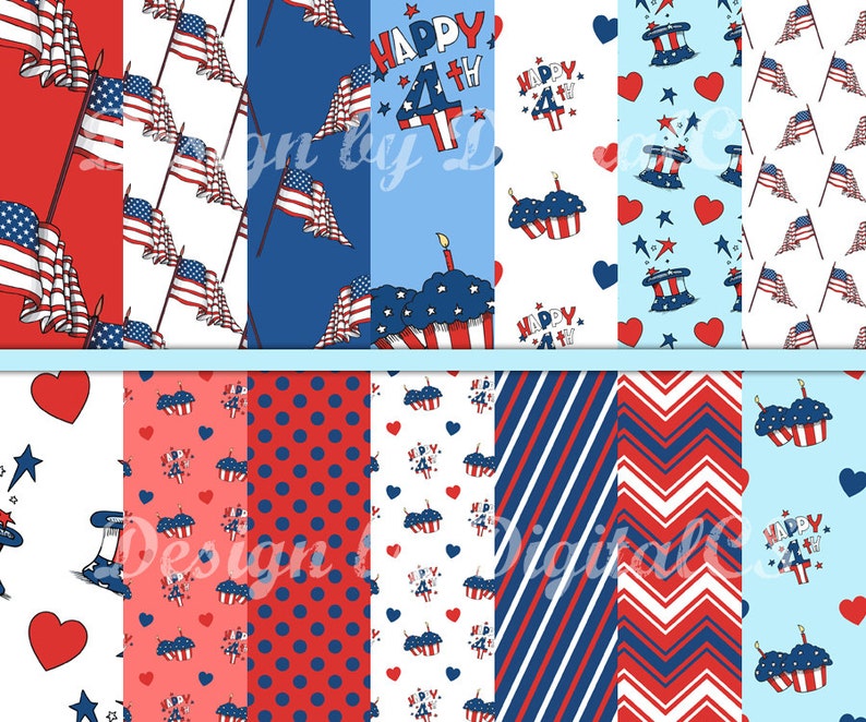 Patriotic Digital Paper 4th of July Digital Paper Independence Day ...