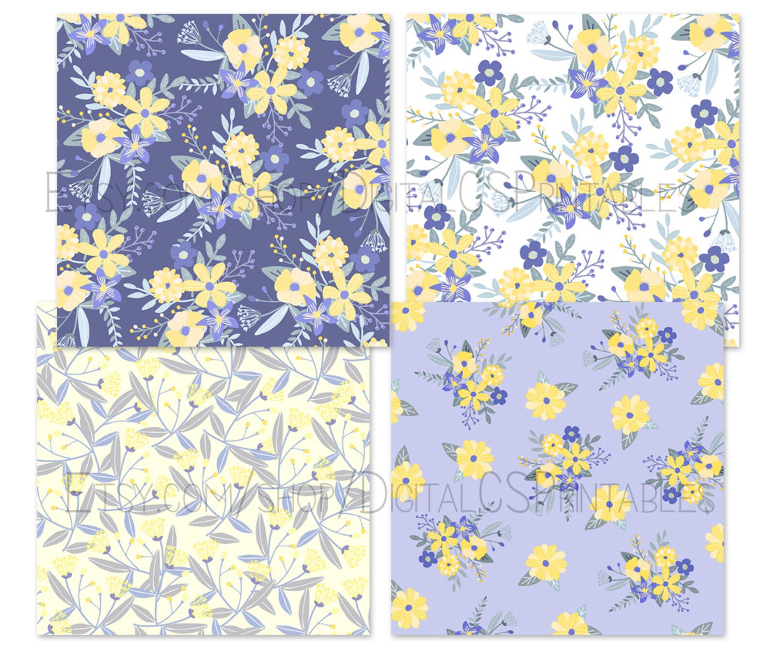 Purple Digital Paper Purple Floral Digital Paper Floral Flower Digital ...