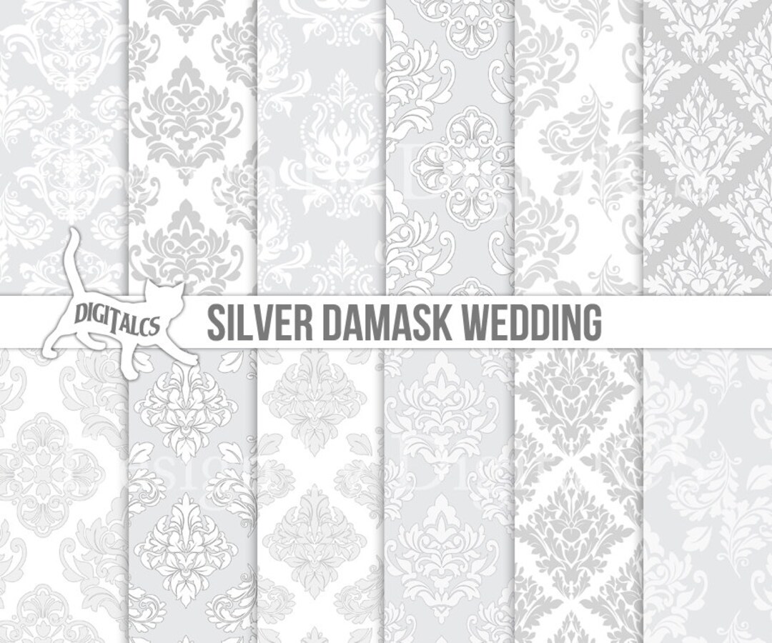 Silver Wedding Digital Paper Grey Wedding Paper Printable - Etsy