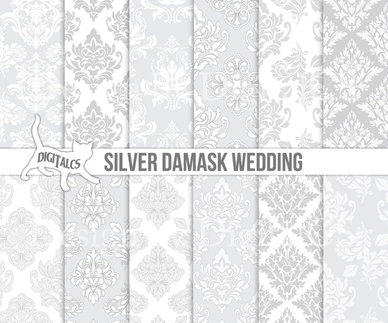 Silver Wedding Digital Paper Grey Wedding Paper Printable - Etsy
