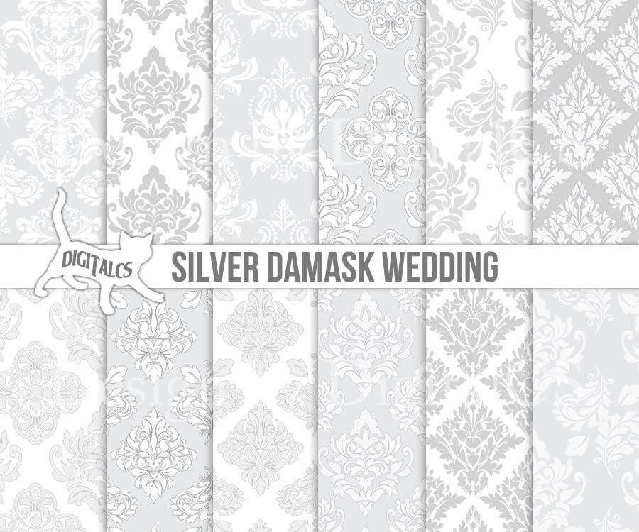 Silver Wedding Digital Paper Grey Wedding Paper Printable - Etsy