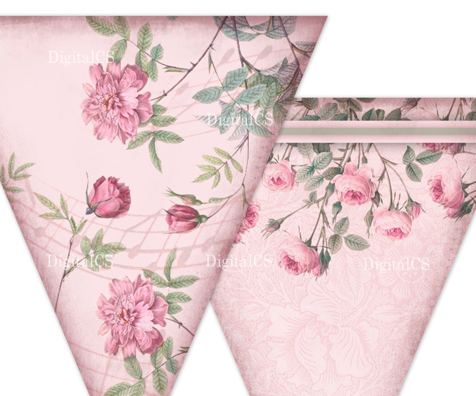 Printable Bunting Garland Shabby Chic Cottage Chic French Country ...