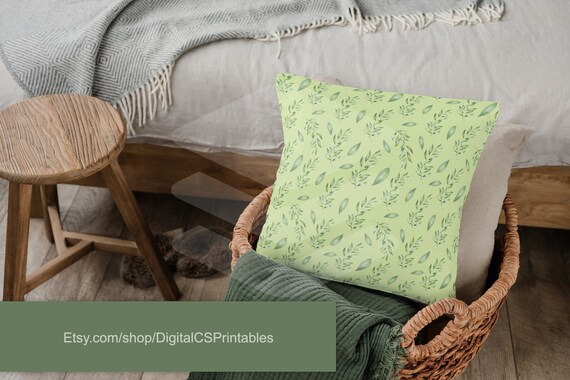 Seamless pattern green leaves digital paper green leaf pattern leaves ...