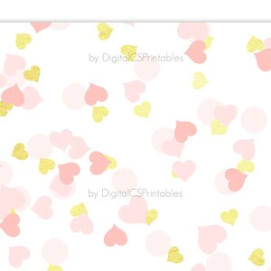Heart Confetti Digital Paper Heart Digital Paper Heart Paper - Etsy