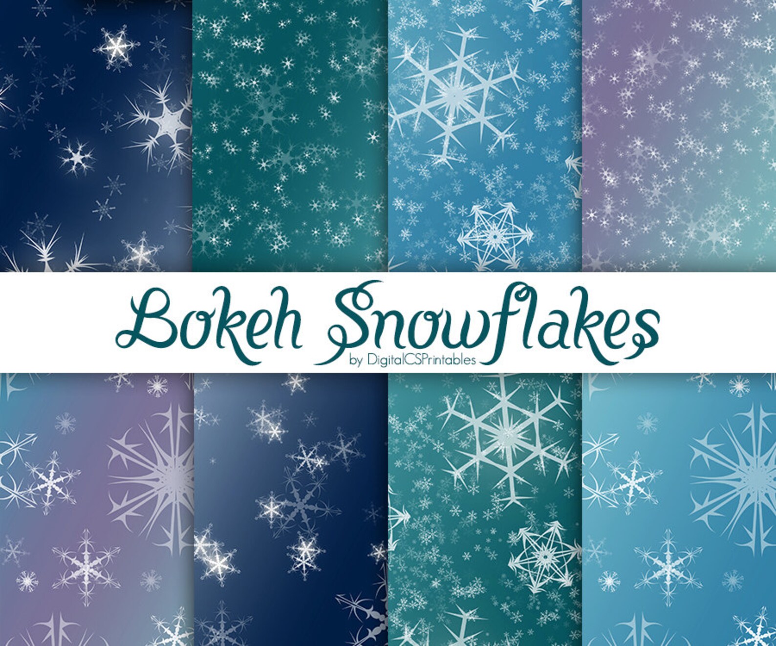 Snowflake Digital Paper Blue Christmas Digital Paper Winter - Etsy