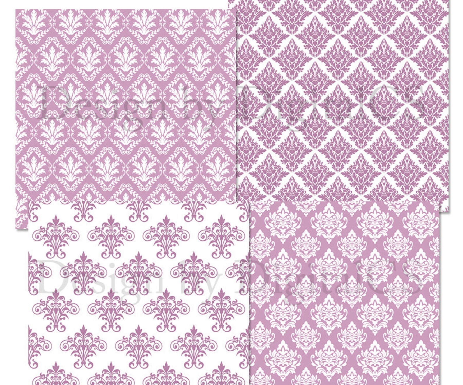 Mauve Digital Paper Mauve Damask Digital Paper Pastel Digital Paper ...