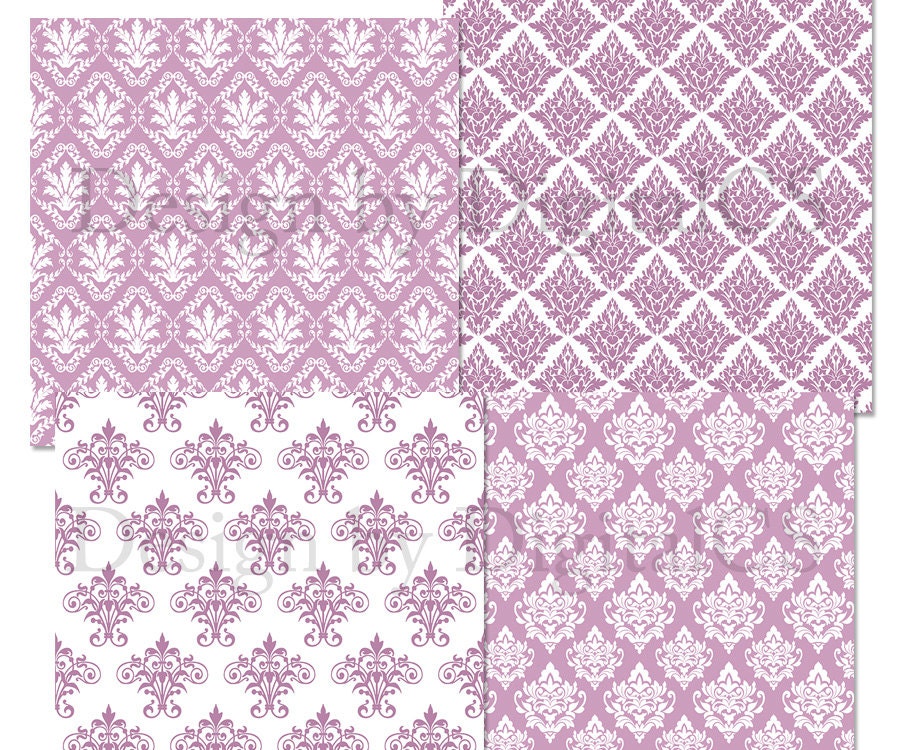 Mauve Digital Paper Mauve Damask Digital Paper Pastel Digital Paper ...