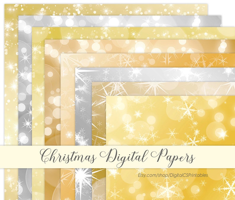 Christmas Digital Paper Gold Digital Paper Bokeh Christmas Gold Bokeh ...